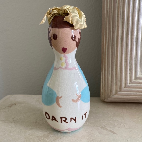 Art | Cleminson Pottery Vintage Darn It Girl Ceramic Darning Egg Tool ...